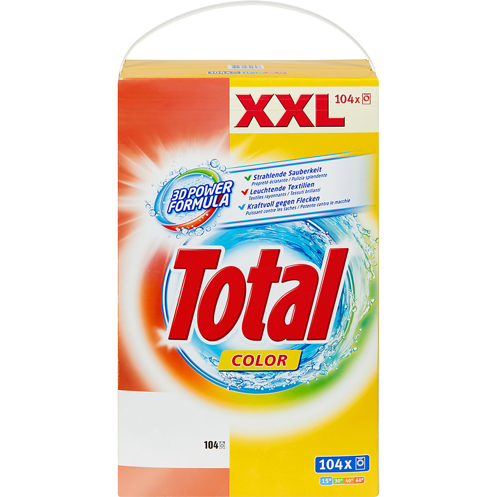 Buy Total Color · Heavy-duty detergent powder · 15° 30° 40° 60° • Migros
