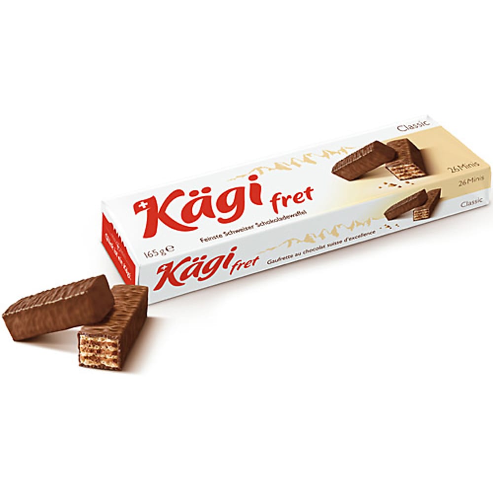 Buy Kägi fret · Minis Gauffrettes · enrobées de chocolat au lait • Migros