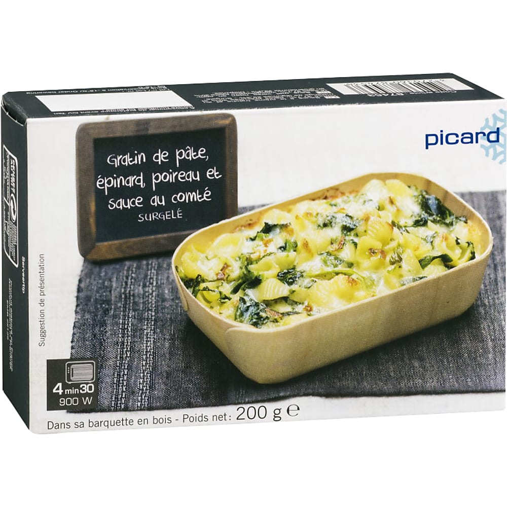 Acquista Picard · Gratin de pâtes · épinard, poireau et sauce au comté ...