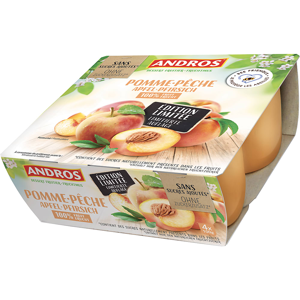 Achat Andros Dessert fruitier · Compote · Pomme & Pêche • Migros