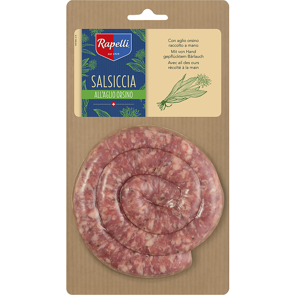 Acquista Rapelli · Saucisse à l'ail d'ours · avec ail des ours • Migros