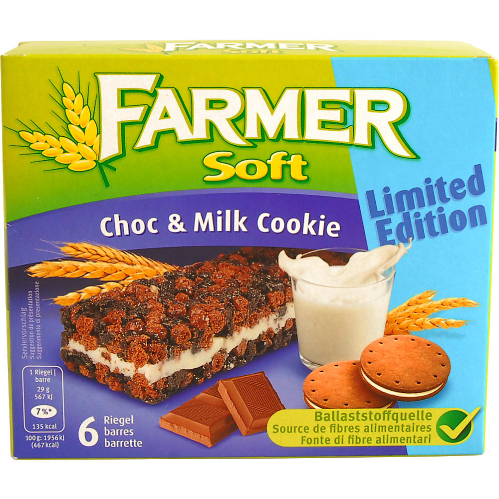 Kaufen Farmer Soft · Getreideriegel soft · Choc & Milk Cookie • Migros