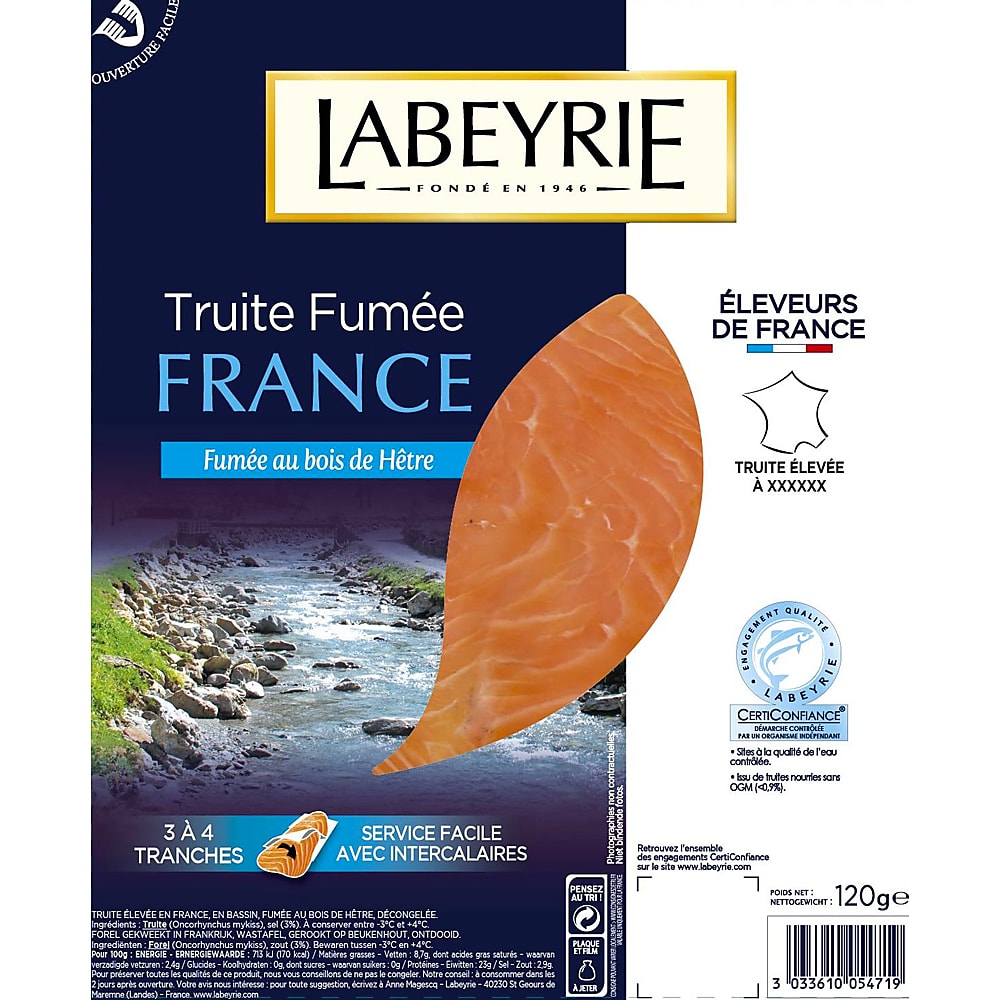 Buy Labeyrie · Truite fumée au bois de hêtre · 3 à 4 tranches • Migros