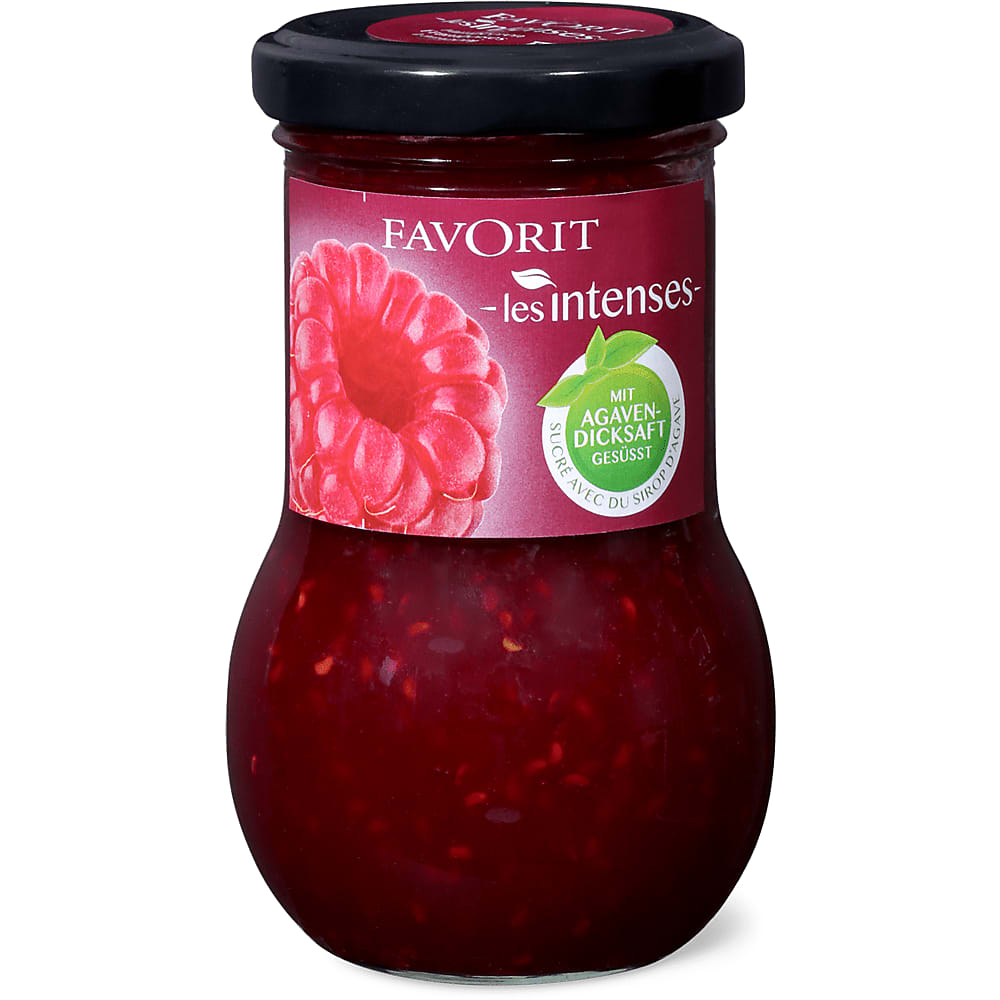 Buy Favorit · jam · Raspberries, sweetened with agave syrup • Migros