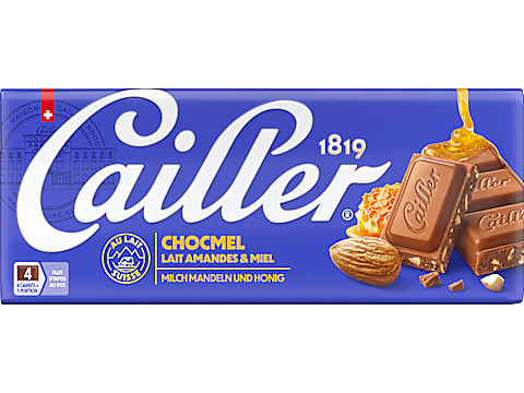 Cailler · Tablette de chocolat · Au lait, éclats d'amandes et miel • Migros