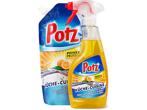 Potz · Kitchen cleaner spray · Orange, with refill • Migros